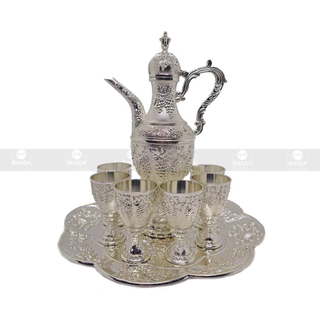 Vintage Turkish Silver Coffee Pot Set - BhadaGhar