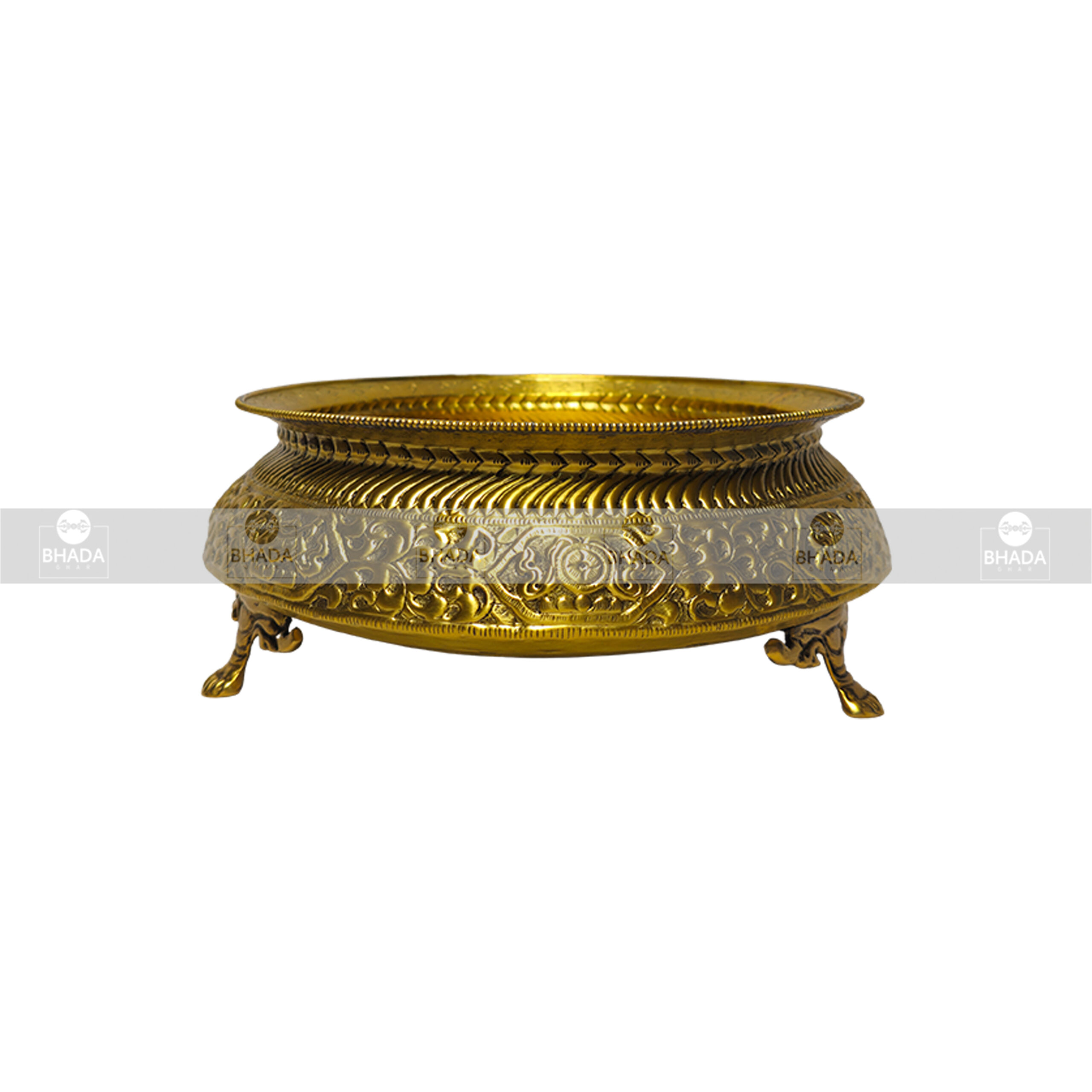 Antique Brass Asthamangal Butta Kota 9inch - BhadaGhar