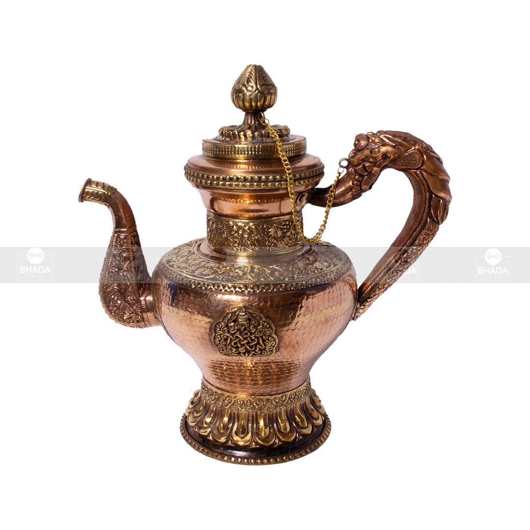 Antique Copper Heavy Tibetan Tea Pot - BhadaGhar